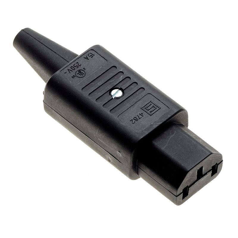 C13 Rewireable IEC Connector, 15A Straight, Black - IEC320-C13 ...