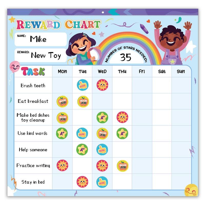 LFMUZM Behavior Reward Chart System - Pad with 26 Chore Charts for Kids ...