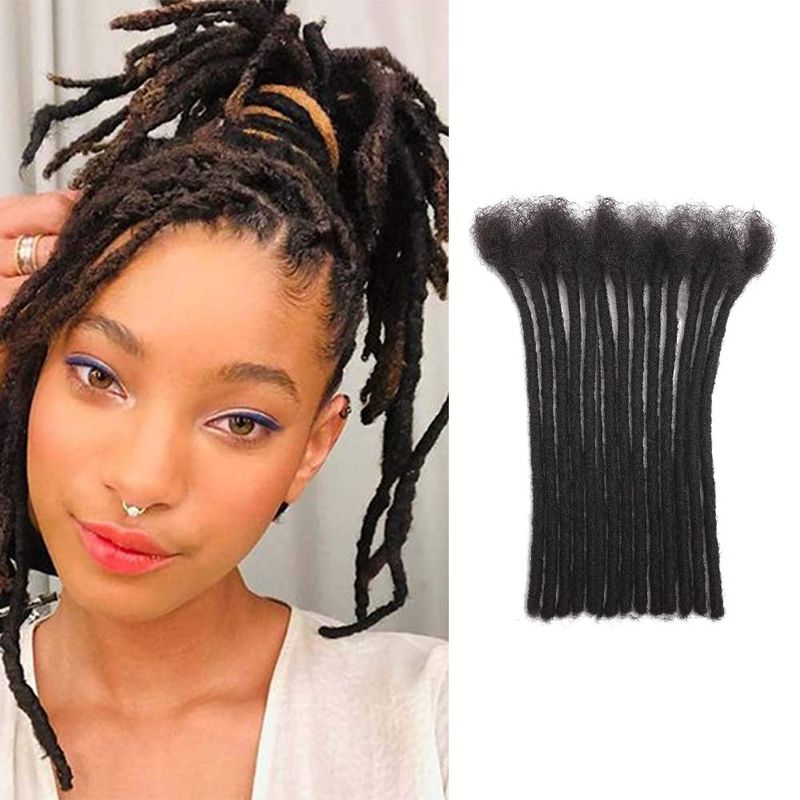 Dreadlock Extensions Human Hair 0.8 cm Width 6 Inch 20 Strands 100% ...
