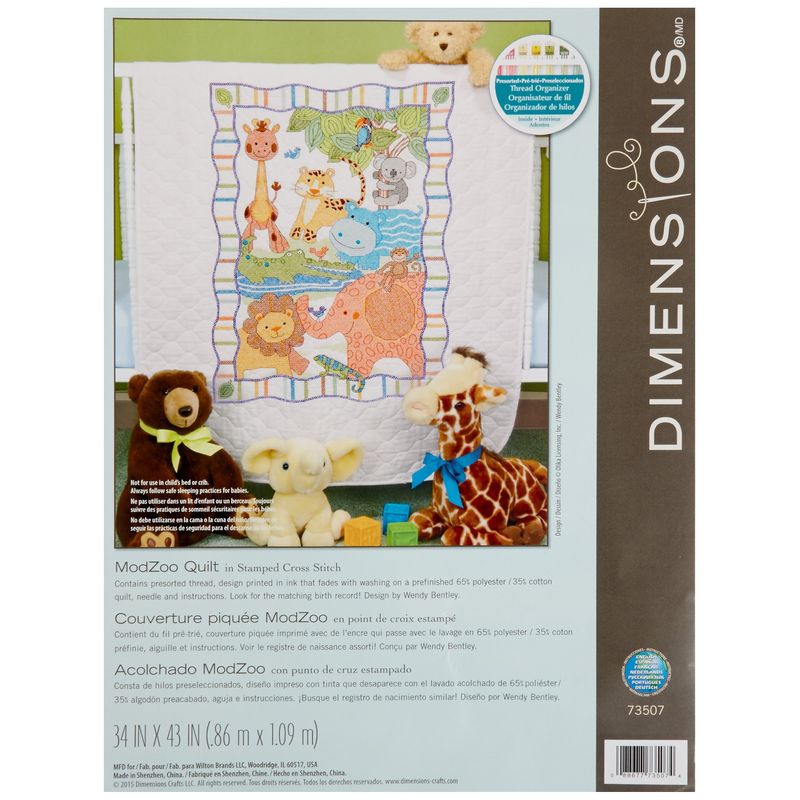 Dimensions Stamped Cross Stitch 'Baby Animals' DIY Baby Quilt, 34" x 43 ...
