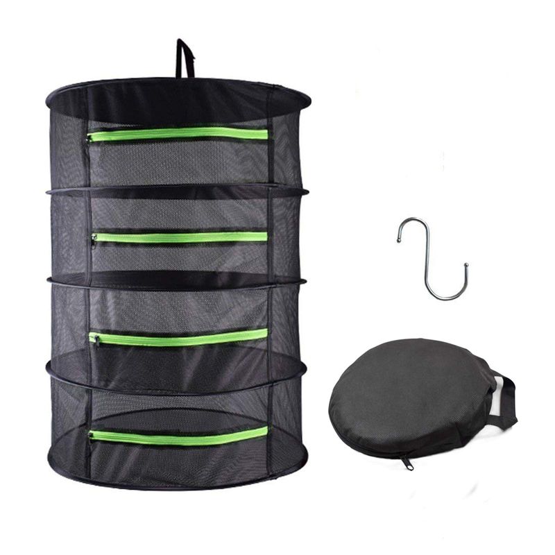HYDGOOHO Herb Drying Rack Net Mesh with Green Zippers Hydroponics,Bonus ...