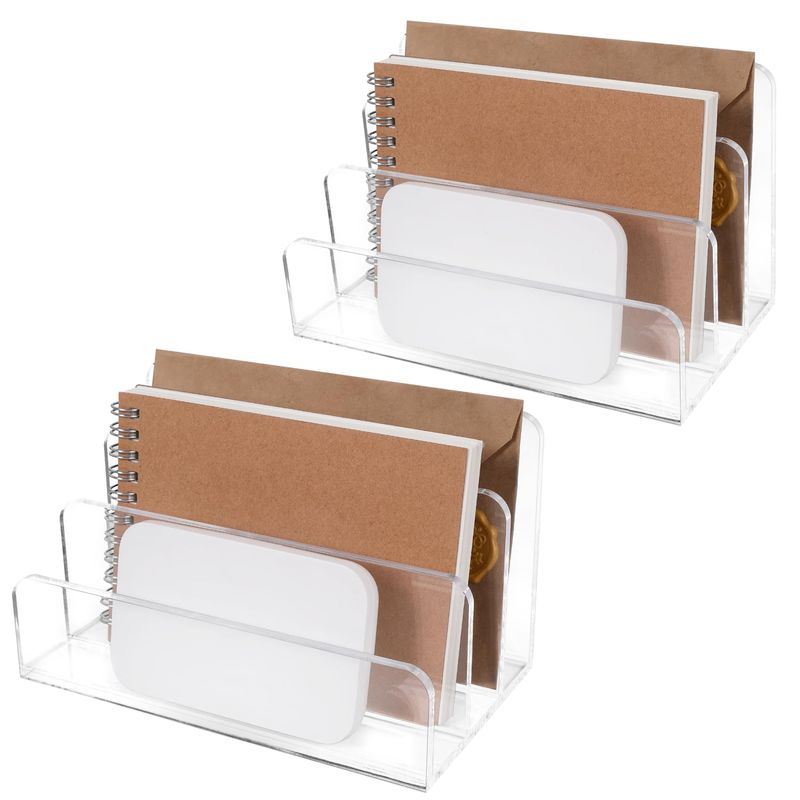 ClarityCraze Acrylic Mail Organizer File Holder for Desk 2 PCS, 3 ...