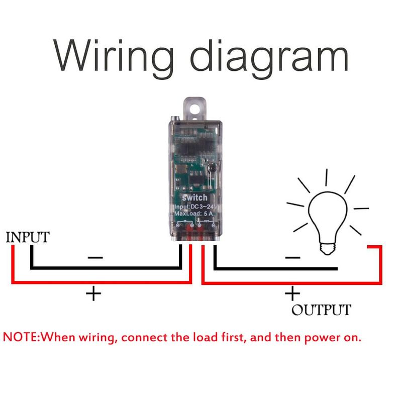 Mini Wireless Switch,5V/12V/24V/5A Relay 2 Way Remote Control Switch 1 ...