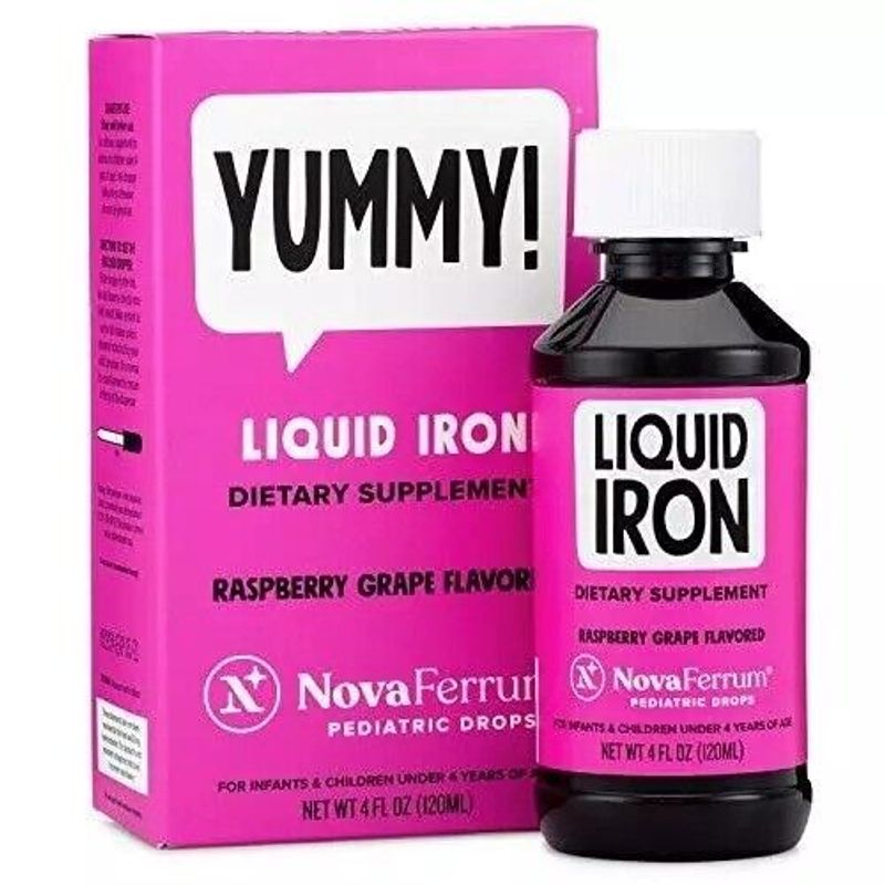 2 Pack Pediatric Liquid Iron Supplement for Kids Raspberry Grape Flavor ...