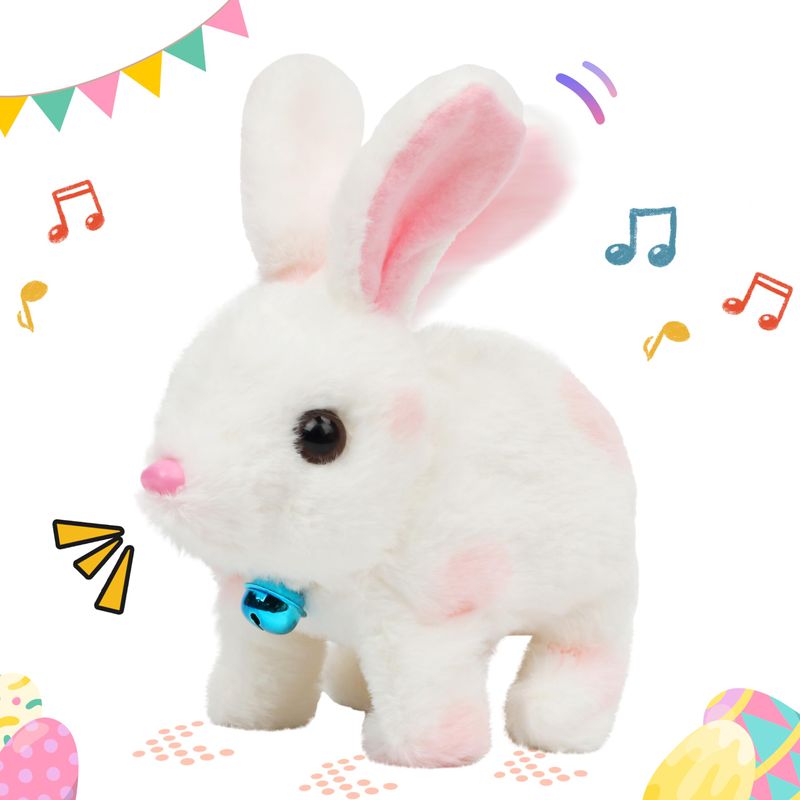 Easfan Walking Bunny Stuffed Animal Interactive Jumping Spotted Rabbit ...