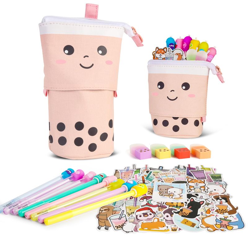 Primo Lines Kawaii Pencil Case and Complete 61 PCS Pink Stationary Set ...