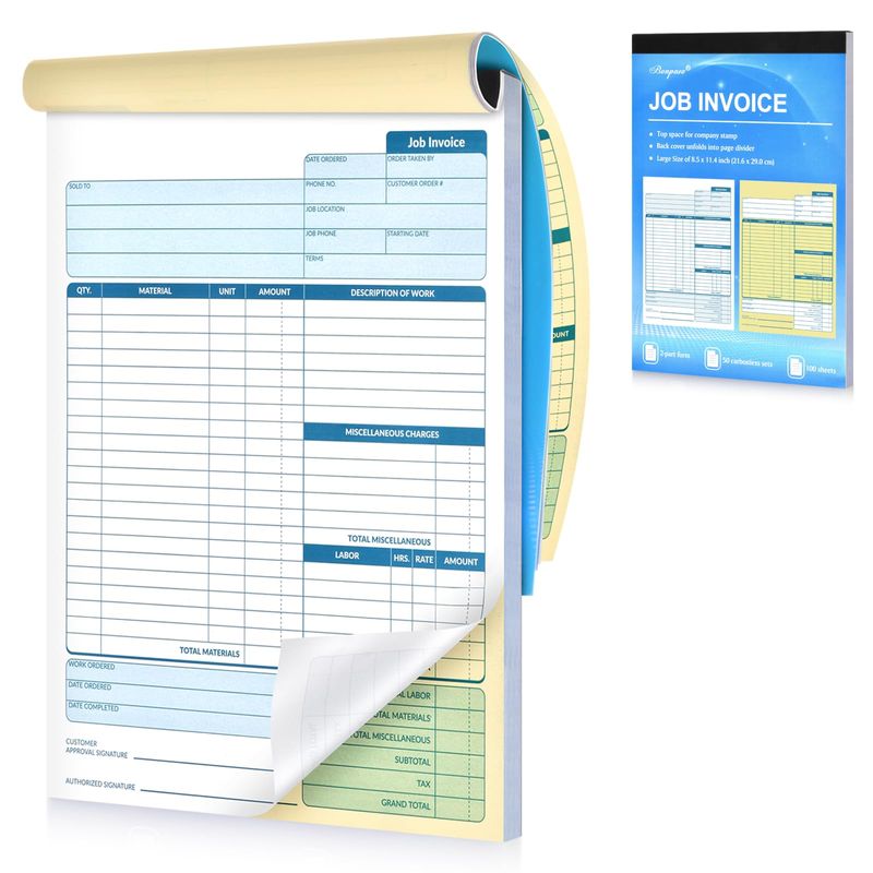 Large Job Work Order Forms, Job Invoice Forms/Receipt Book with ...