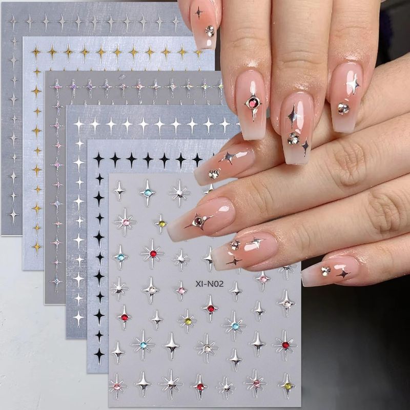 Star Nail Stickers for Nail Art 3D Glitter Starlight Self-Adhesive Nail ...