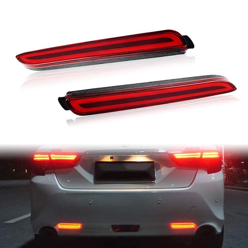 PGONE Red LED Rear Bumper Reflectors Fog Brake Tail Light sequential ...