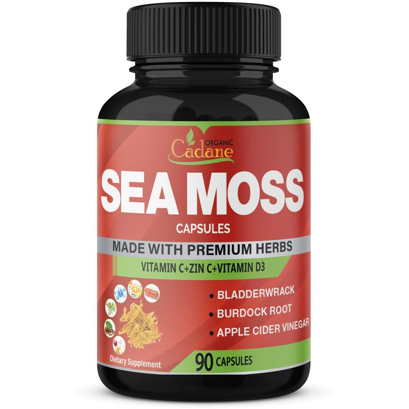 Organic Cadane Irish Sea Moss Extract Capsules - 9in1 with VitC, VitD ...