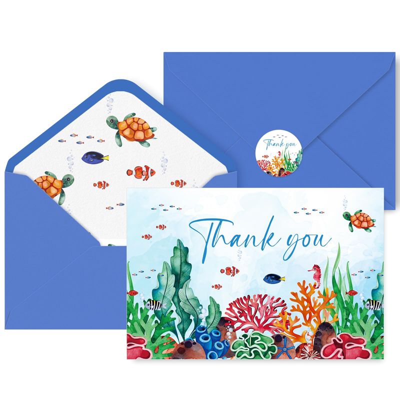 JarThenaAMCS 24 Pack Under the Sea Thank You Cards with Envelopes and ...