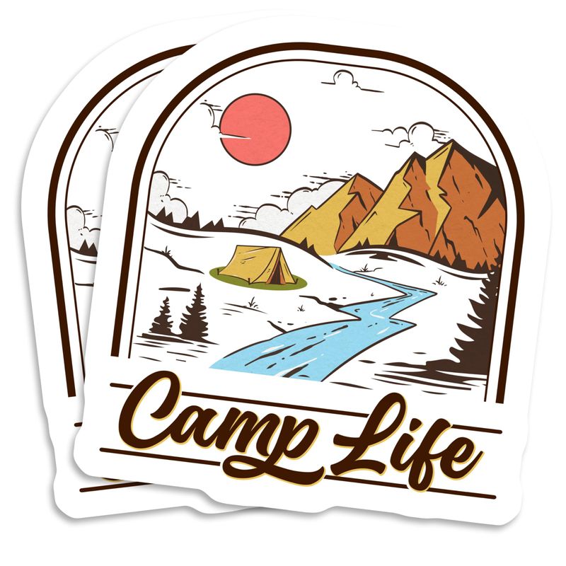 (2 Pack) Adventure Stickers Sticker - Camping Life - Nature Scenery ...