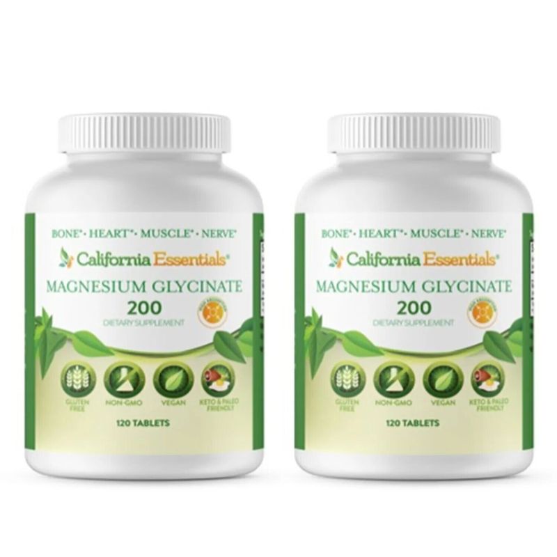 California Essentials Magnesium Glycinate 200mg - 120 Tablets, Pack of 2 - Online Marketplace ...