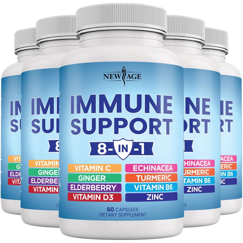NEW AGE 8 in 1 Immune Support Booster Supplement with Echinacea ...
