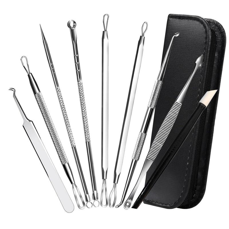 Pimple Popper Tool Kit, Popping Zit for Nose Face Skin Blemish ...
