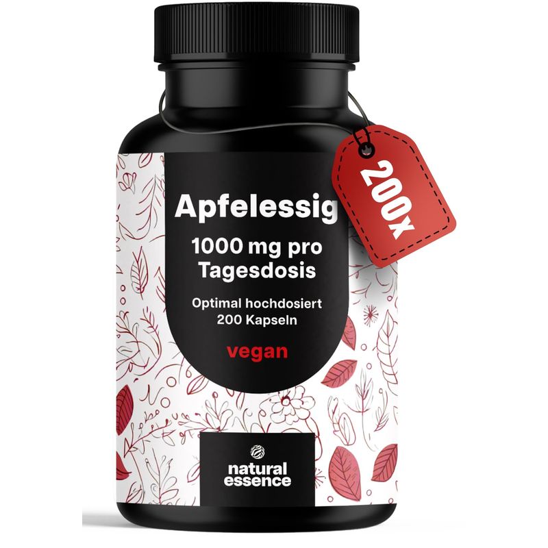 Apple Cider Vinegar Capsules - 200 Capsules High Dose - 1000 mg per ...