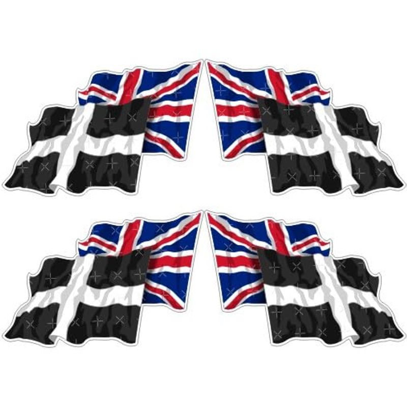 Cornwall County–UK Union Jack Flying Flag Pair, Cornish & British ...