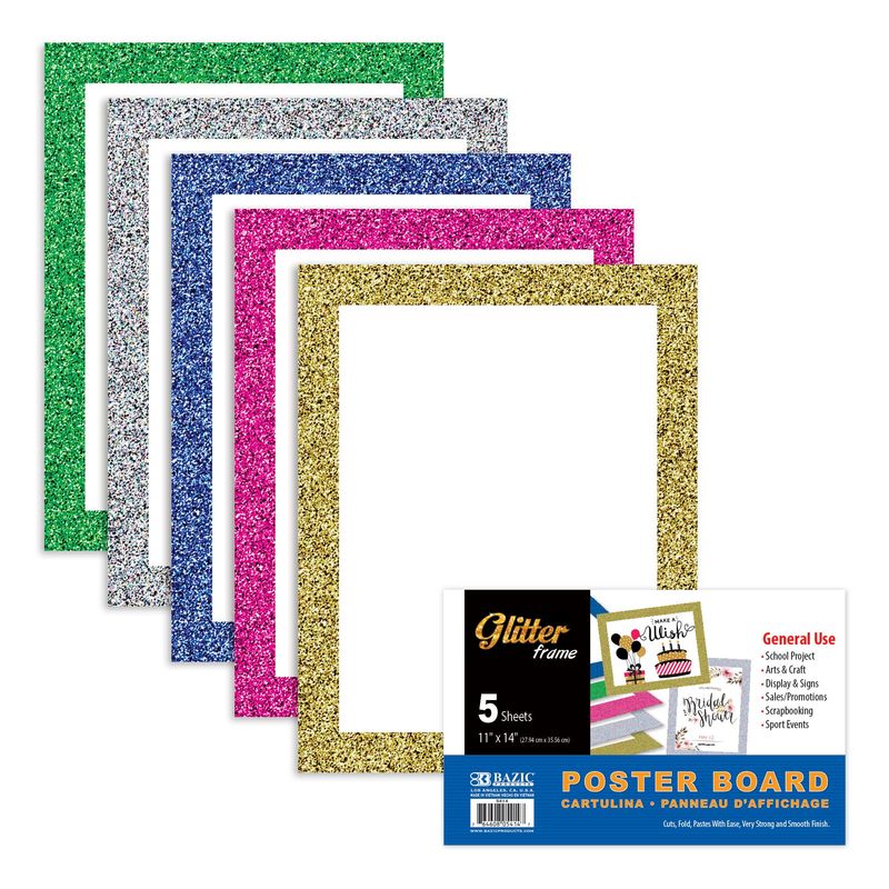 BAZIC Poster Board Glitter Color 11" X 14", Sparkling Frame Colored ...