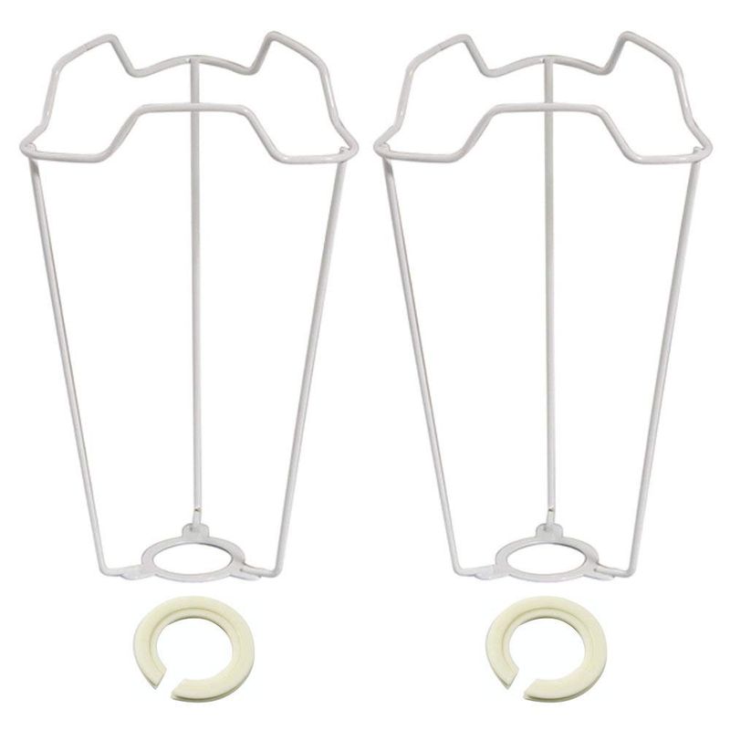 2 Pack - 7" White Metal Vintage Shade Carrier to Support Table & Floor ...