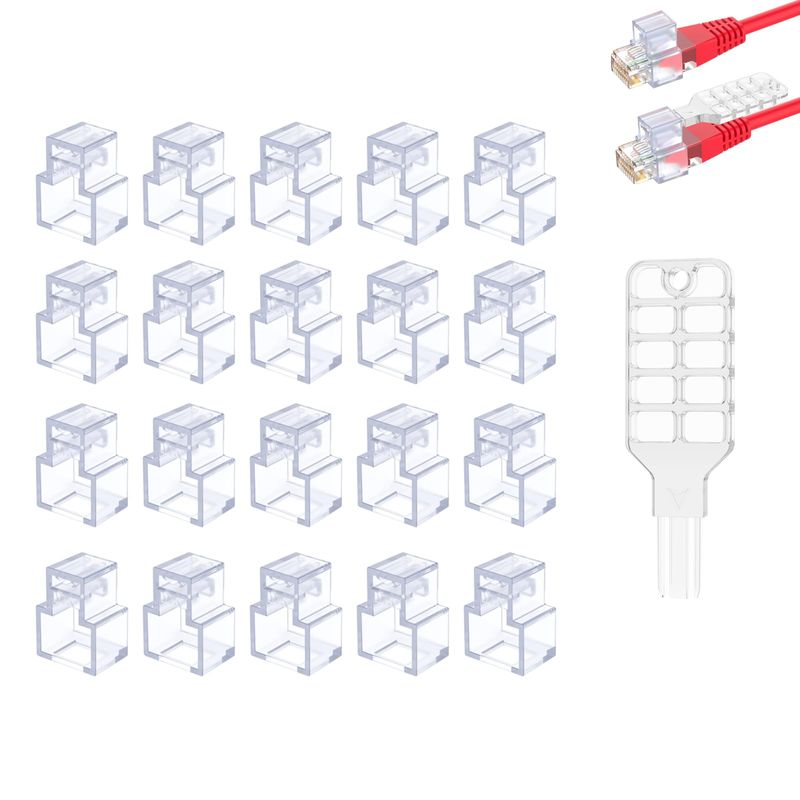 20 pcs RJ45 Network Cable Lock with 1 key, RJ45 Network Cable Lock ...