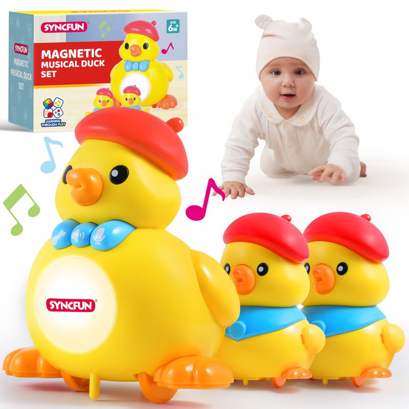 SYNCFUN Musical Duck Toy with 2 Baby Ducks, Repeats What You Say Toy ...