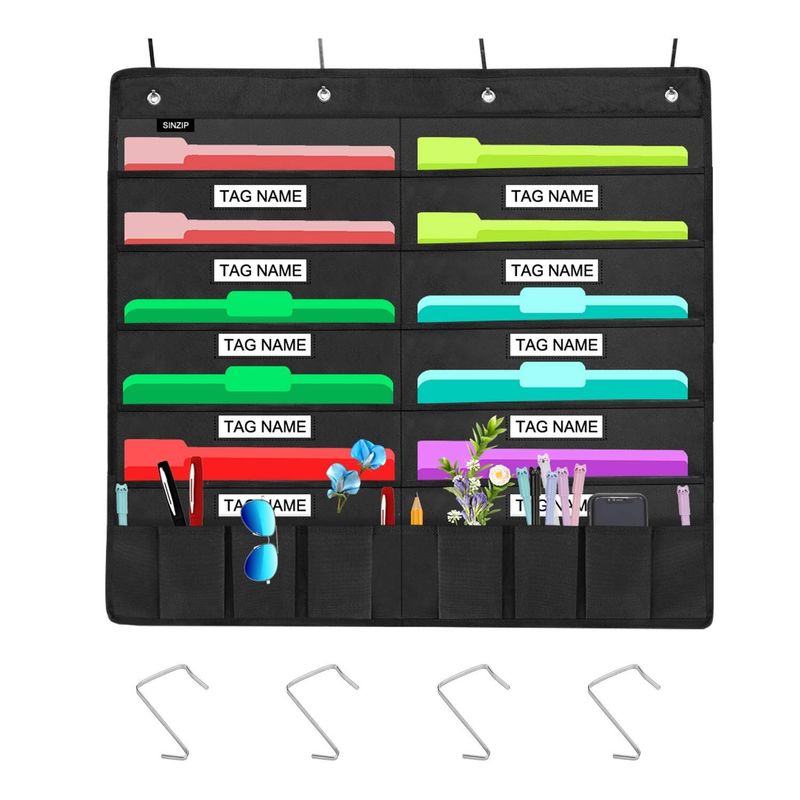 Heavy Duty 10 Pocket Door Hanging File Organizer with Name Tag Holders ...