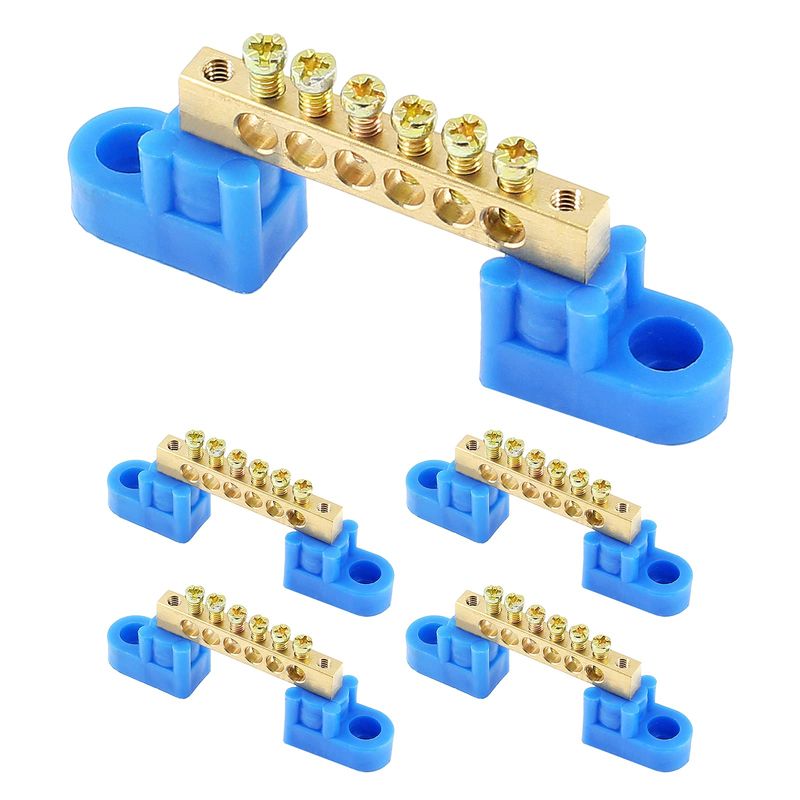 Uenhoy 5 Pcs Terminal Bus Bar 6 Positions Brass Wire Screw Terminal ...