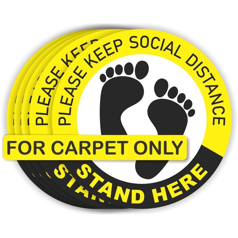 Social Distancing Floor Decals for CARPET | 6 Feet Notice Floor Sign ...