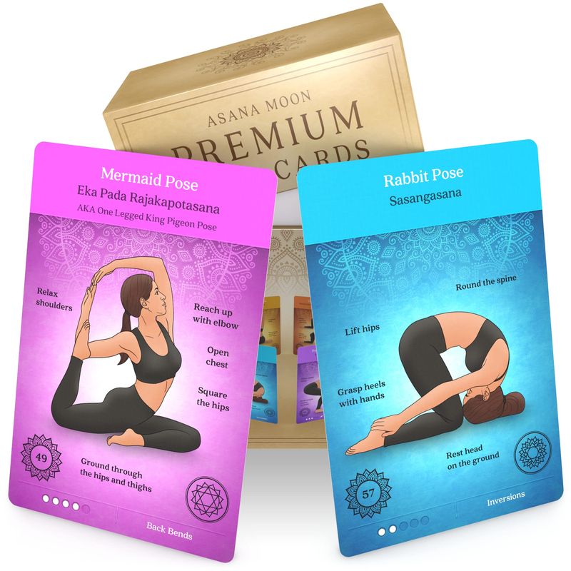 Asana Moon Premium Yoga Cards – Deck with Over 120 Yoga Poses – Yoga ...