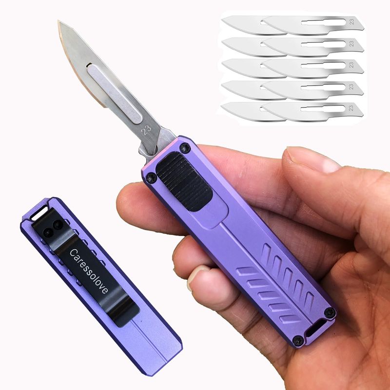 Caressolove Purple Automatic Utility Knife, Auto Retractable Razor ...