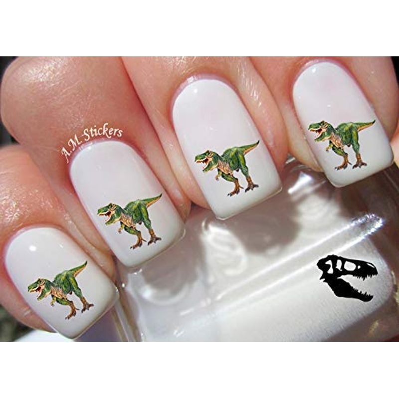 Dinosaur T Rex Water Nail Art Transfers Stickers Decals - Set of 58 ...