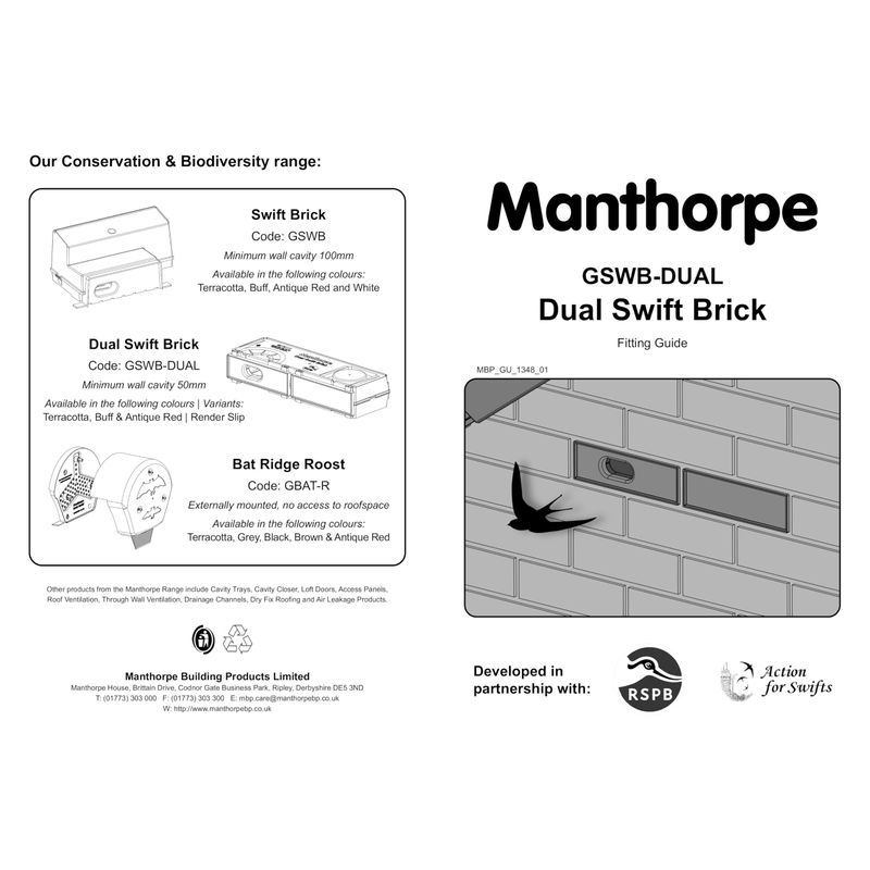 Manthorpe GSWB - DUAL Swift Nesting Brick Box - Granulated Terracotta ...