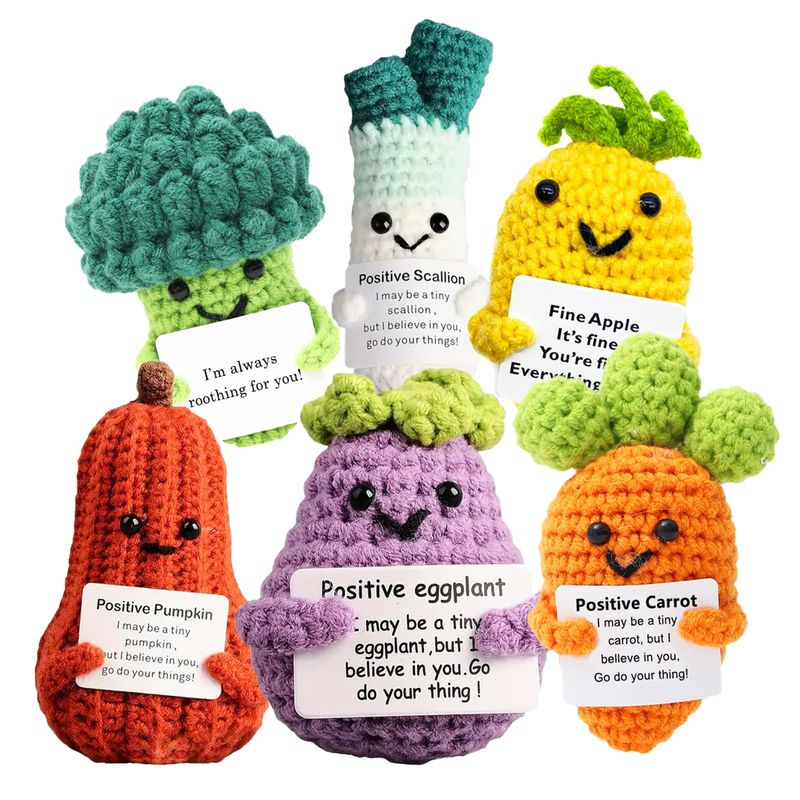 ArtCentury 6 Pcs Funny Positive Crochet Doll, Emotional Support Crochet ...