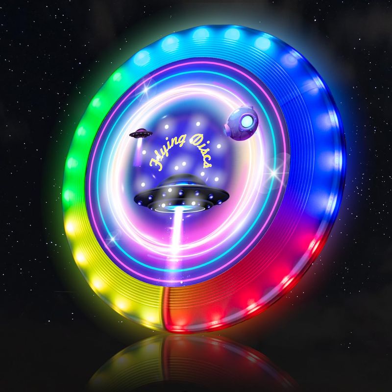 LED Flying Disc 39 RGB Lights Glow in The Dark Light Up Flying Discs 7 ...