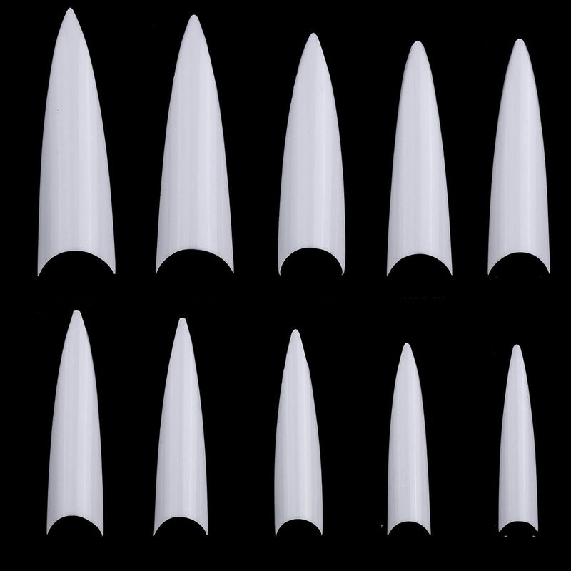 600Pcs Stiletto Nail Tips for Acrylic Nails Long False Nails Haft Cover ...