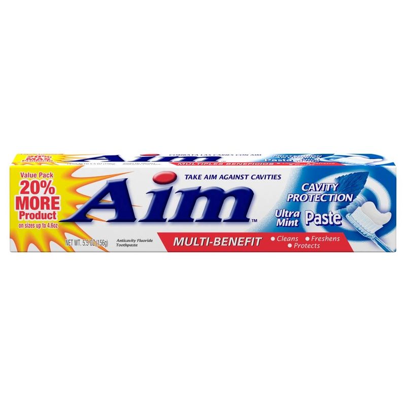 Aim Cavity Protection Anticavity Fluoride Toothpaste Ultra Mint, 5.5 OZ ...