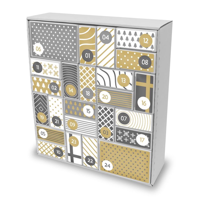 itenga SET Adventskalender zum Füllen Quader Mix (weiß) + Sticker Z57 ...