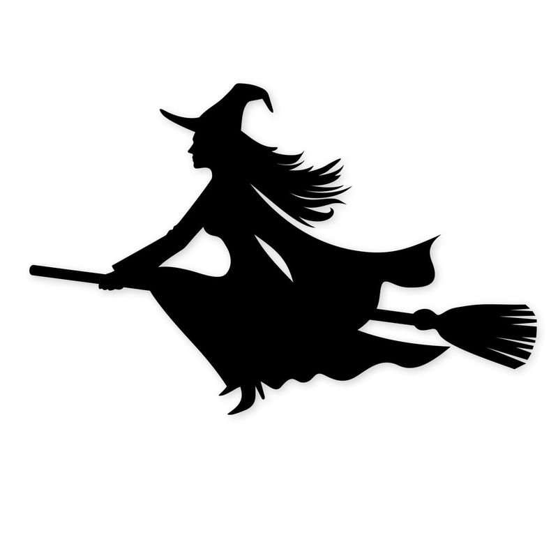 Sticker Witch on Broom I 15 cm I Black I Exterior Adhesive for Car ...