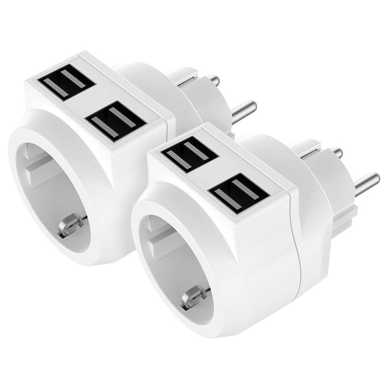 revolt USB Adapter Plugs: Set of 2 Sockets with 4-Way USB Power Supply ...