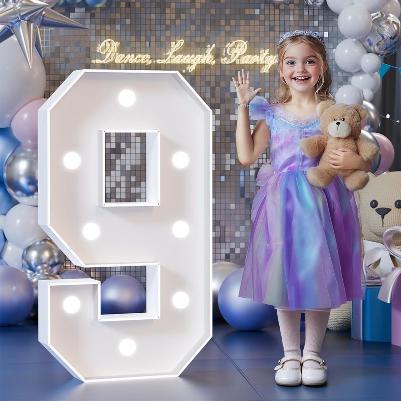 JoyMuse Colorful Marquee Numbers 3FT, Light Up Numbers 9 for 9th ...