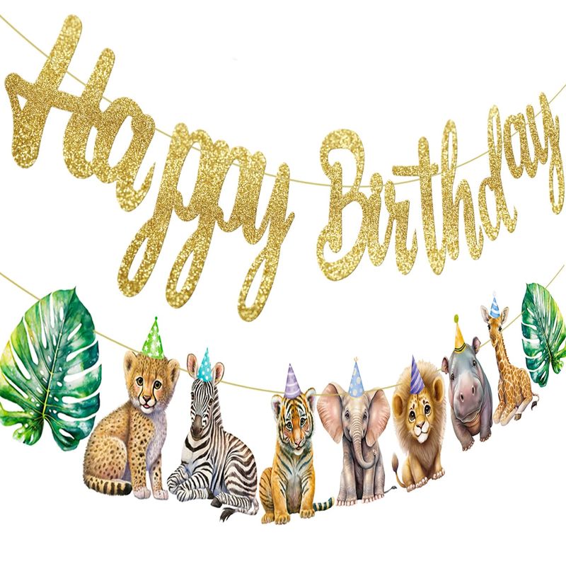 Wild Animal Birthday Party Banner Safari Jungle Animals Cutout Banners ...