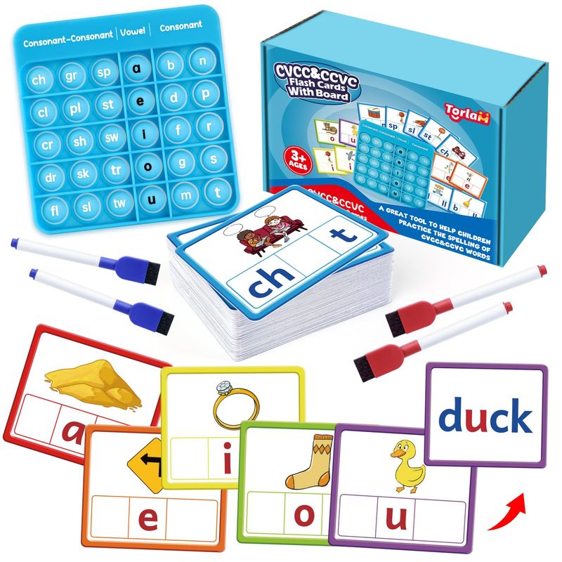 Torlam CVCC & CCVC Word Games, Sight Words Flash Cards Spelling Reading ...
