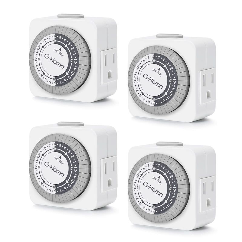 G-Homa Timers for Electrical Outlets, 24 Hour Indoor Plug-in Mechanical ...