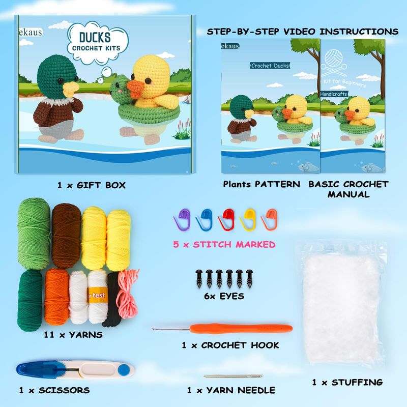 ekaus Crochet Kit for Beginners, Crochet Starter Kit with Step-by-Step ...