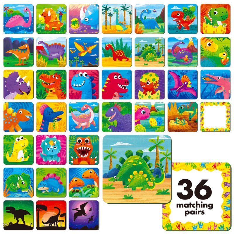 Memory Matching Game, 72 Pieces Dinosaur Matching Cards for Toddlers ...