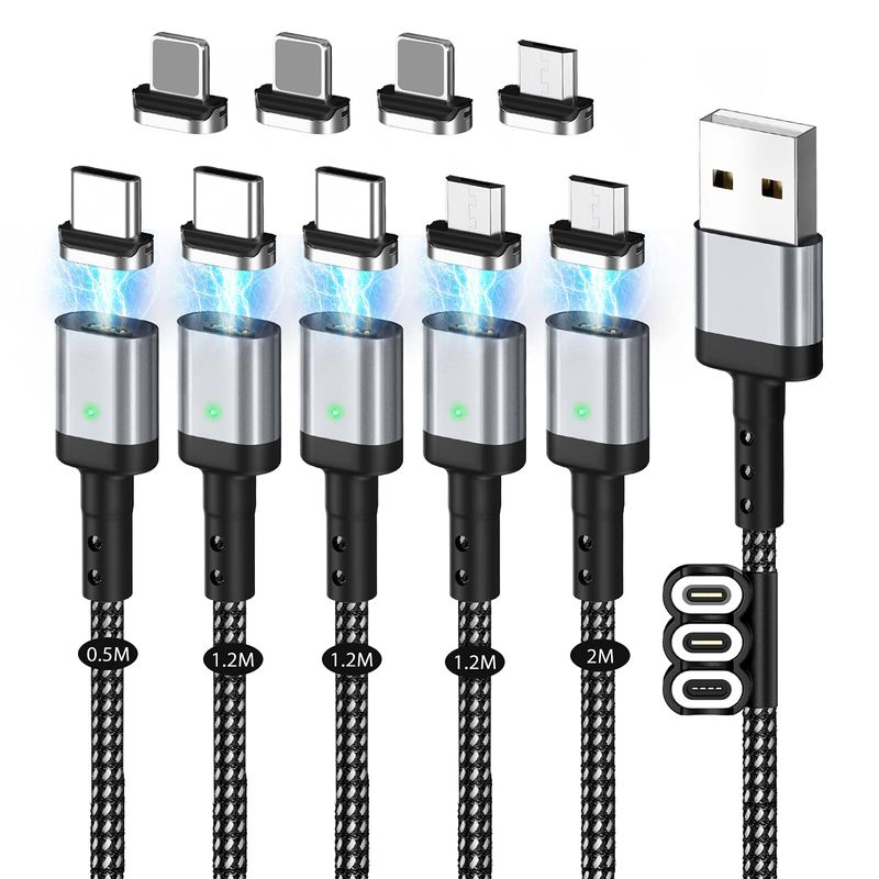 SUNTAIHO Magnetic Charging Cable, USB Cable [0.5M, 1.2M, 1.2M, 1.2M, 2M ...