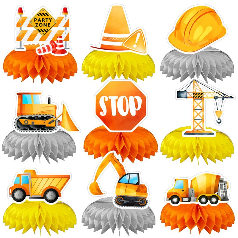 9 Pcs Construction Centerpieces Construction Party Decorations ...