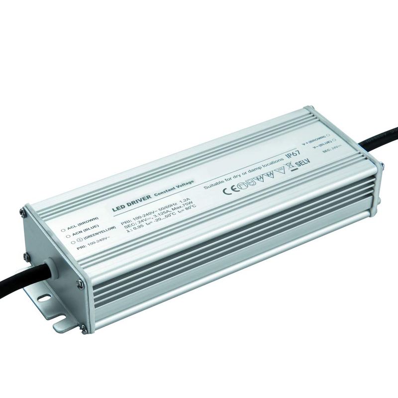 IP67 Outdoor Rated - 24V DC 75W LED Driver/Transformer – Low Voltage Light Power Converter ...