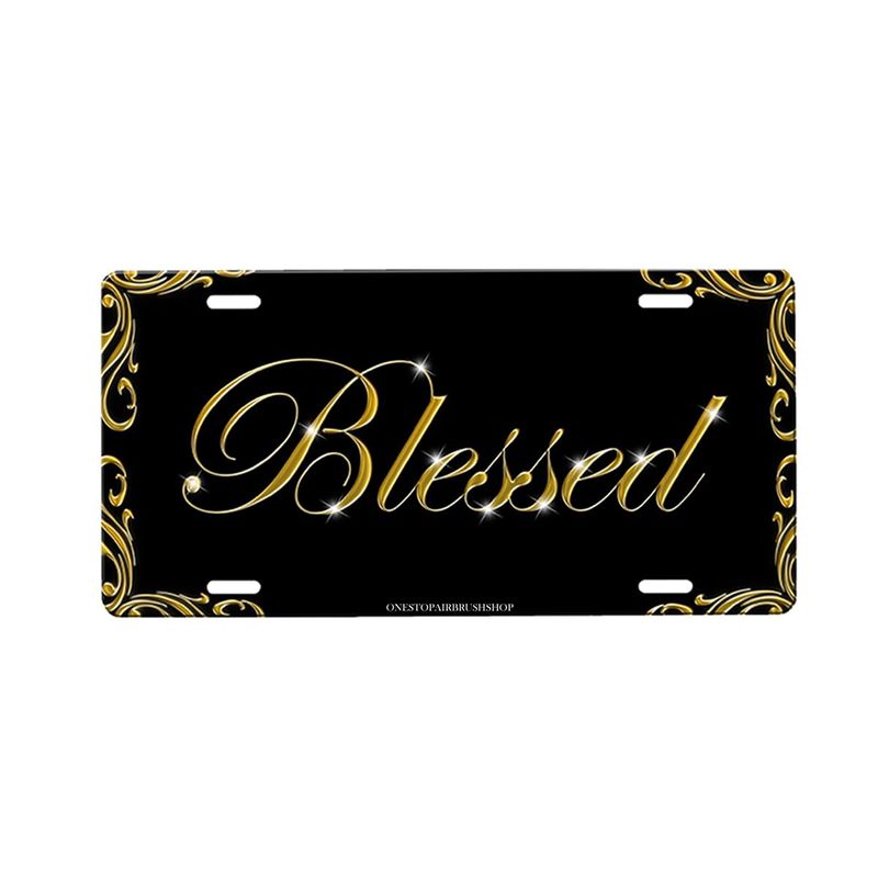 Blessed Front Front Novelty Car Tag Sign with Custom Background Options ...