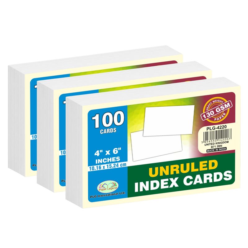 300pcs - A6 Unruled Index Cards 4 X 6 Inches 130gsm White Revision ...